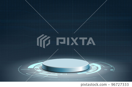 Round stage or podium on a modern futuristic... - Stock Illustration ...