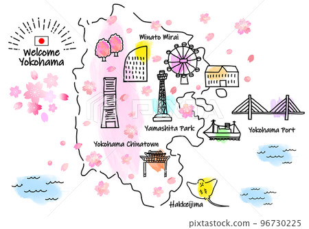 Simple line drawing illustration map of tourist... - Stock Illustration ...