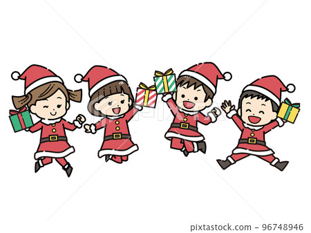 Illustration of children dressed as Santa Claus... - Stock Illustration ...