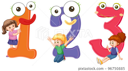 Number 1 2 3 with face expression cartoon - Stock Illustration ...