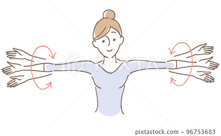 A woman who turns her arm (light blue) - Stock Illustration [96753683 ...