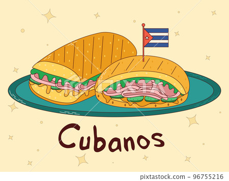 Cuban food. Cubanos. Traditional Cuban dish.... - Stock Illustration ...