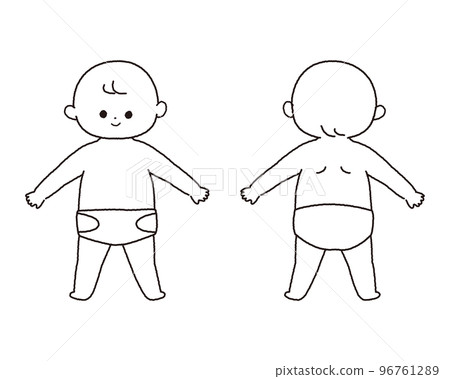 Baby's whole body front and back black and... - Stock Illustration ...