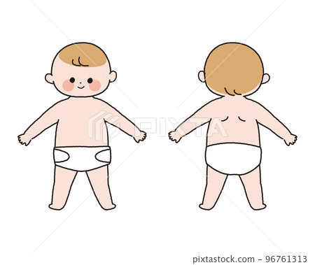 Baby's whole body front and back color line... - Stock Illustration ...