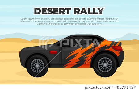 Desert rally banner. Off road car on background... - Stock Illustration ...
