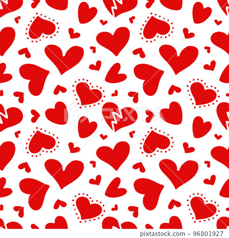 Seamless pattern of red hearts. Vector... - Stock Illustration ...