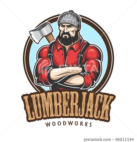Vector illustration of lumberjack emblem - Stock Illustration [96812194 ...