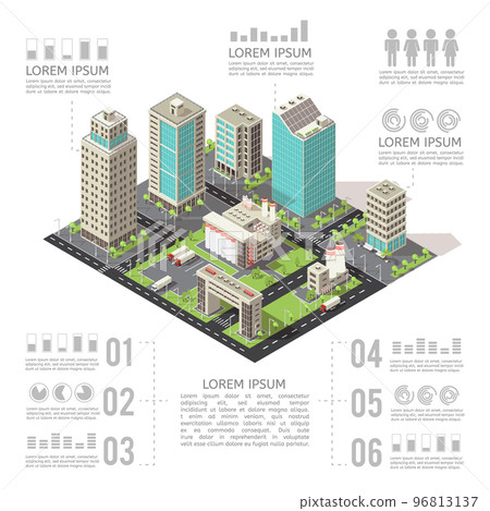 Office Buildings Isometric Infographics - Stock Illustration [96813137 ...