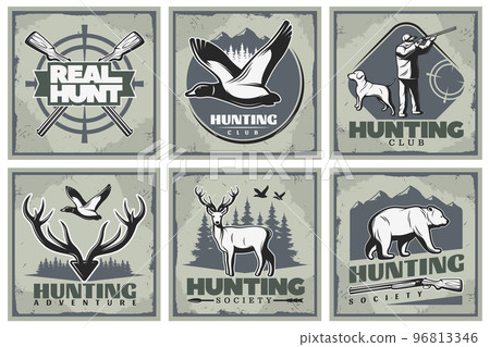 Hunting Adventure Posters Set-插圖素材 [96813346] - PIXTA圖庫