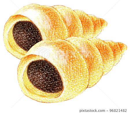 Candy Bread Chocolate Cornet Colored Pencil... - Stock Illustration ...