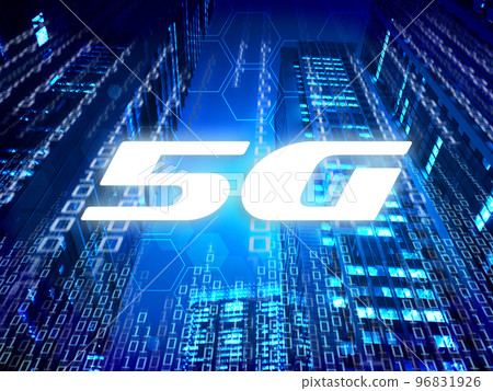 5G skyscraper big city data communication image... - Stock Illustration ...