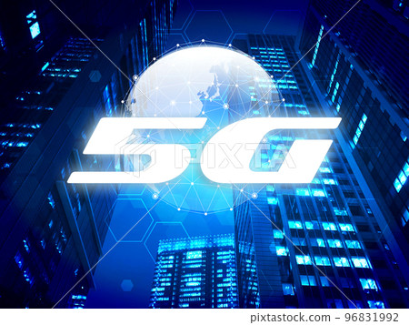 5G skyscraper big city data communication image... - Stock Illustration ...