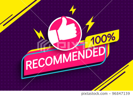 Recommend banner with thumb up emblem. - Stock Illustration [96847139 ...