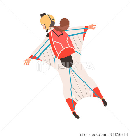 Woman Wingsuit Flying or Wingsuiting as...-插圖素材 [96856514] - PIXTA圖庫