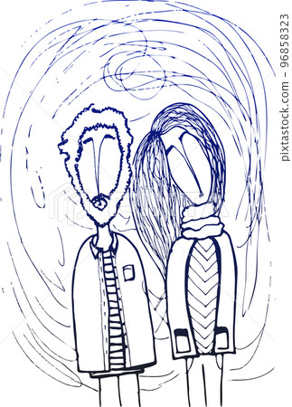 line drawing of a couple standing isolated on... - Stock Illustration ...