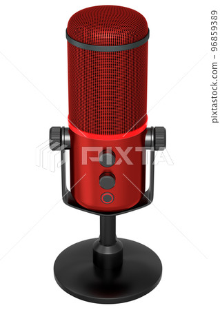 3D rendering of red studio condenser microphone... - Stock Illustration ...