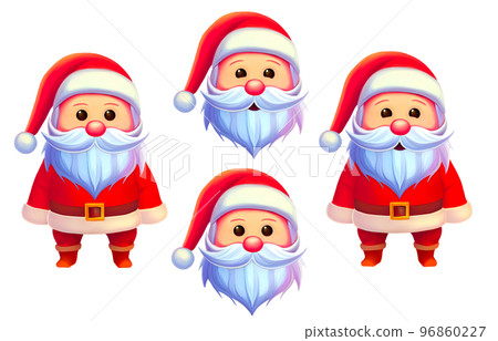 Cartoon Santa with different face expressions... - Stock Illustration ...