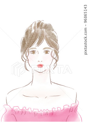 Illustration of a woman wearing an off-shoulder... - Stock Illustration ...