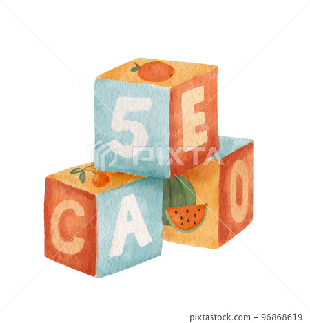 Cute baby toy cubes with letters and numbers... - Stock Illustration ...