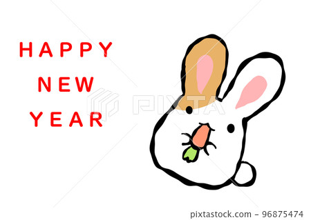 Rabbit New Year's postcard template - Stock Illustration [96875474] - PIXTA