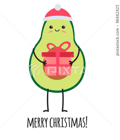 Vector Christmas avocado with present - Stock Illustration [96882825 ...