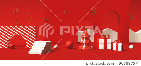 Christmas decoration with geometric shapes - 3D - Stock Illustration ...