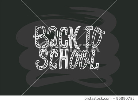 Back to school doodles lettering quote on black... - Stock Illustration ...