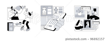 Stay home entertainment abstract concept vector... - Stock Illustration ...