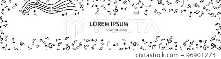 Music notes horizontal background. Frame for...-插圖素材 [96901273] - PIXTA圖庫