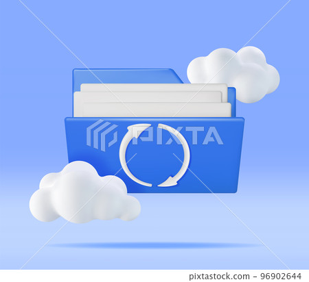 3D Blue Folder in Clouds with File Sync Icon - Stock Illustration [96902644] - PIXTA