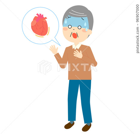 An elderly man who turns pale with sudden... - Stock Illustration ...