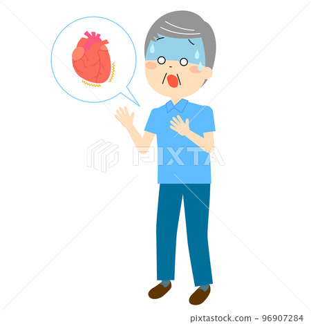 An elderly man who turns pale with sudden... - Stock Illustration ...