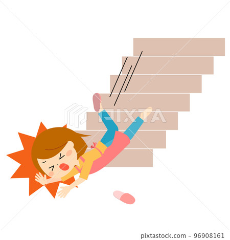 A woman who fell on the stairs and fell - Stock Illustration [96908161 ...