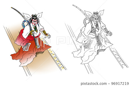 Kabuki, Hanamichi, Shibaraku - Stock Illustration [96917219] - PIXTA
