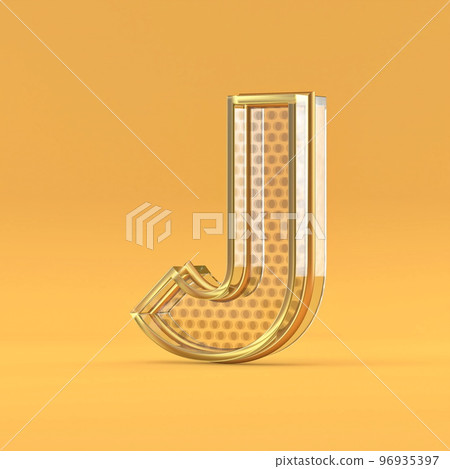 Gold wire and glass font letter J 3D - Stock Illustration [96935397 ...