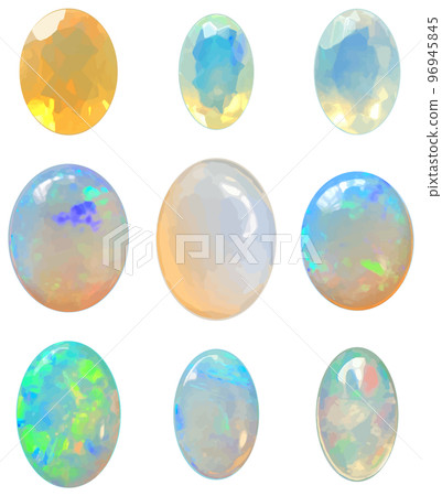 Set of realistic gems opal vector material - Stock Illustration ...