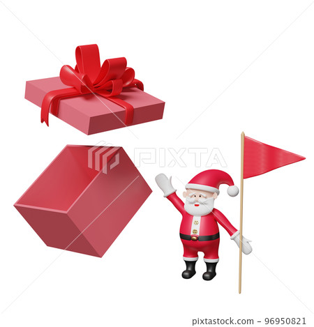 Santa claus with red open gift box empty,... - Stock Illustration ...