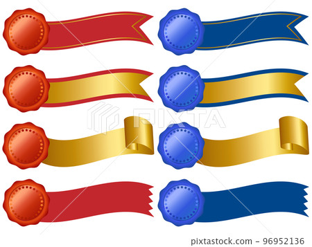 Set of 8 flag ribbons with sealing wax red & blue - Stock Illustration ...