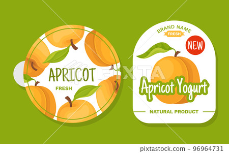 Apricot Labels Design with Ripe Fruit Vector... - Stock Illustration ...
