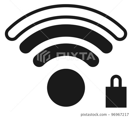 Wi-fi sign with lock symbol. Password protected... - Stock Illustration ...