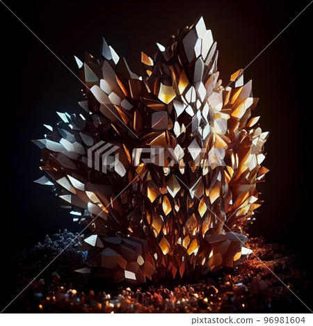 Shiny Crystal Citrine gem isolated on black...-插圖素材 [96981604] - PIXTA圖庫