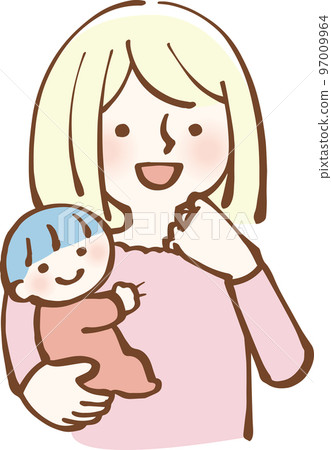 Illustration of a woman holding a baby - Stock Illustration [97009964 ...