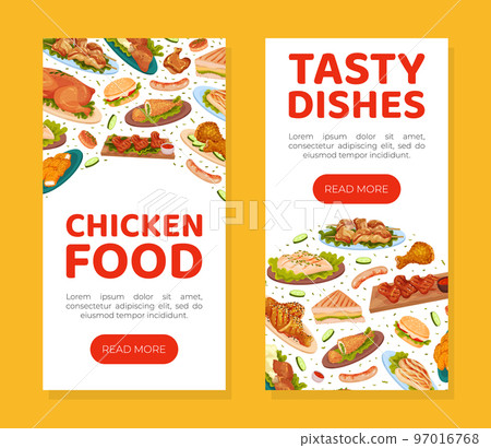 Chicken Food Design with Served Dish and Tasty... - Stock Illustration ...