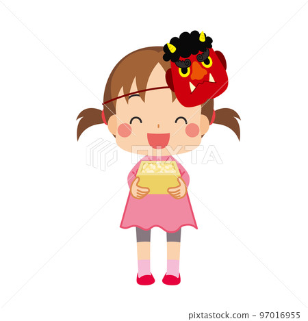 Illustration of a cute little girl wearing a... - Stock Illustration ...