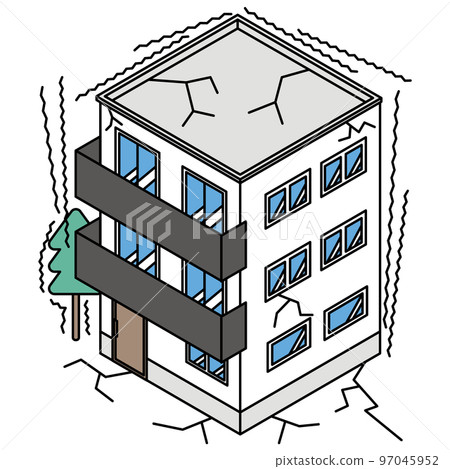 Isometric illustration of a cracked house due... - Stock Illustration ...