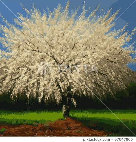 Realistic sakura tree. Elegant Japanese... - Stock Illustration ...