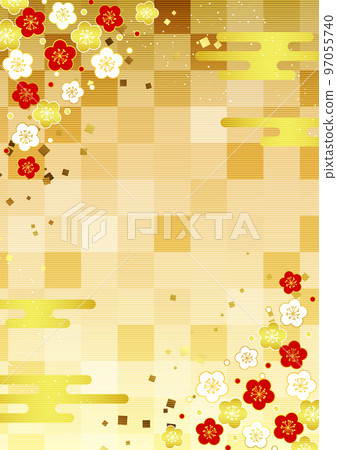 Plum corner, cloud and checkered gold... - Stock Illustration [97055740 ...