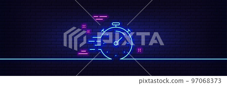 Neon light glow effect. Timer line icon. Time... - Stock Illustration ...