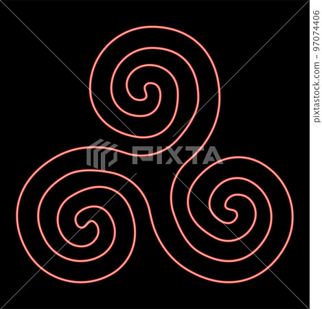 Neon triskelion or triskele symbol sign red...-插圖素材 [97074406] - PIXTA圖庫