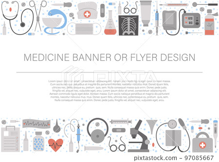 Vector horizontal layout frame with medical... - Stock Illustration ...